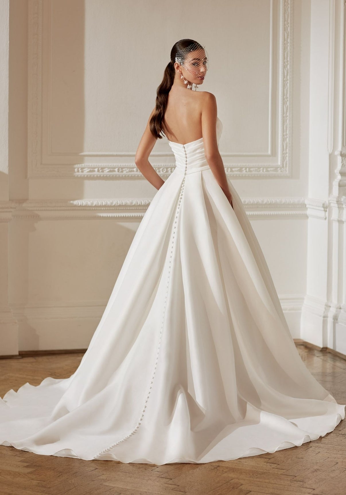 Ballgown wedding dress with asymmetric pleats – ellis bridals